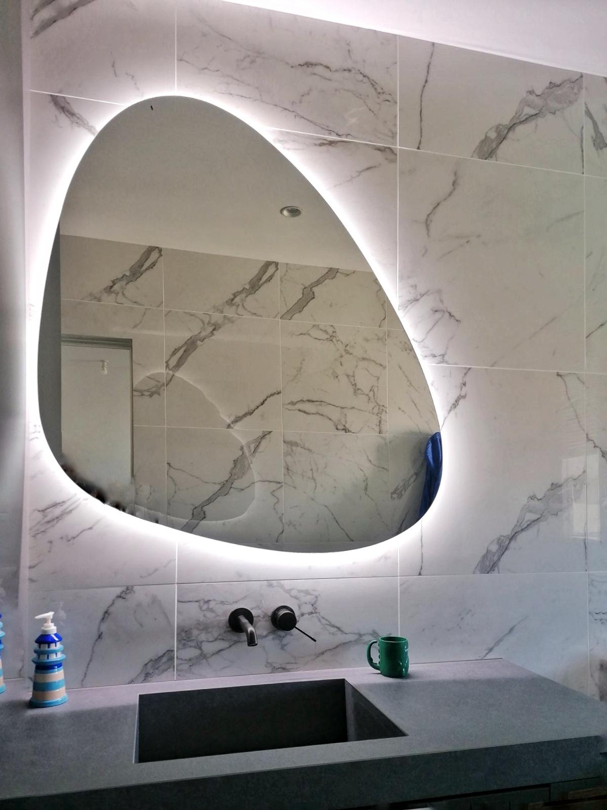 Irregular Frameless Mirror With LED Light - Vasiliou Art & Frames